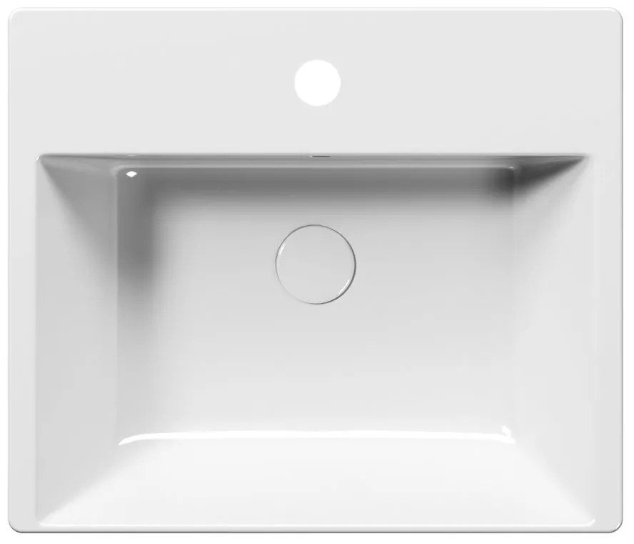 GSI KUBE X keramické umyvadlo polozápustné 55 x 47 cm s přepadem Extra Glaze bílá 9434111
