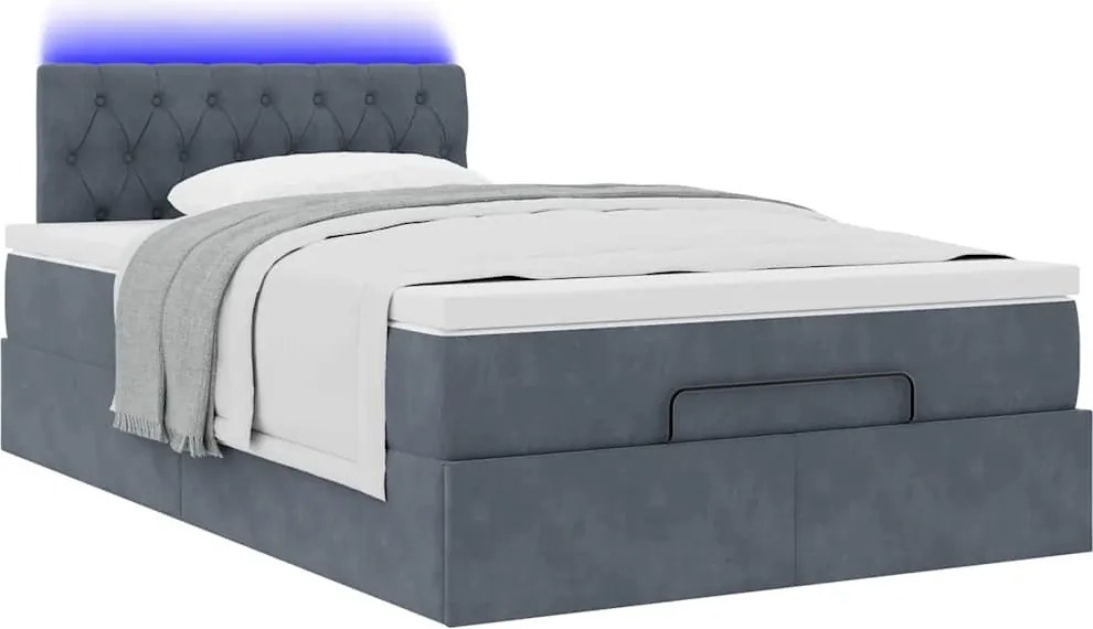 Osmanská postel s matrací & LED tmavě šedá 120x190cm samet 3312681