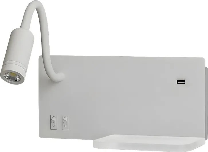 Nástěnné LED svítidlo Shelf, 1x LED 4+5+2w, 4000k, w, vypínač