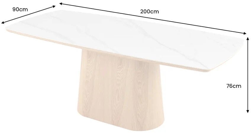 Invicta Světlý jídelní stůl UNIQUE 200x90cm bílý mramor 45142