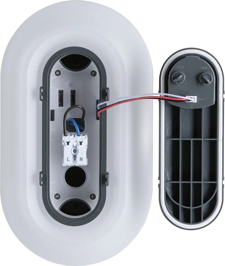 P 94958 LED venkovní nástěnné svítidlo Elunor pohybové čidlo IP65 podlouhlé 122x212mm 2200 - 4000K 18,5W 230V antracit/bílá polykarbonát - PAULMANN