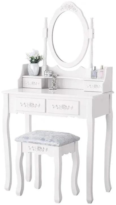 Kosmetický stolek se zásuvkami a otočným zrcadlem