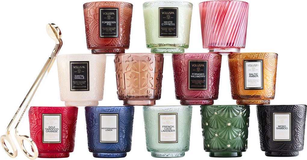 Voluspa 12denní adventní kalendář Holiday se zlatými nůžkami, 12×72 g