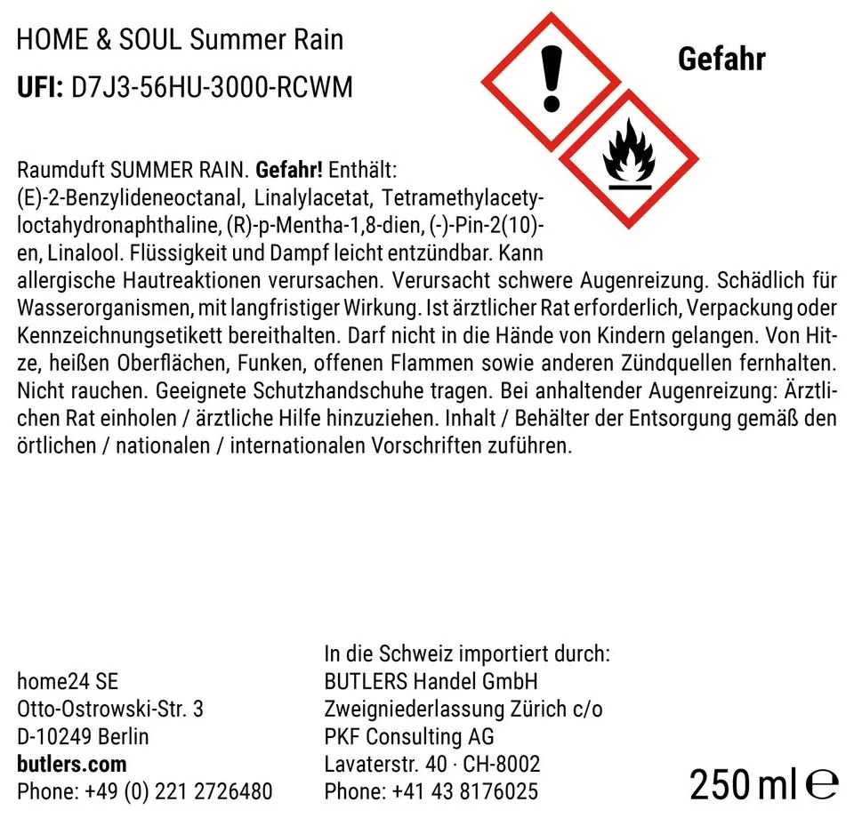 Butlers HOME & SOUL Vůně do bytu Summer Rain 250 ml