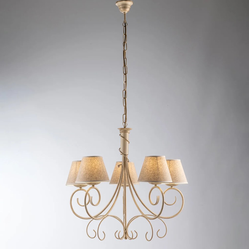Light for home - Kovový lustr BL258-5-AV Vienna, 5 X 40 Watt Max, slonová kost, zlatá, 5 X 40 W, E14, Slonová kost, zlatá