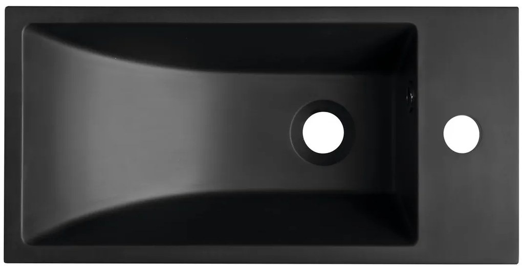 Sapho Ariana umyvadlo 50 x 25 cm s otvorem pro baterii s přepadem pravá litý mramor černá mat SM016B
