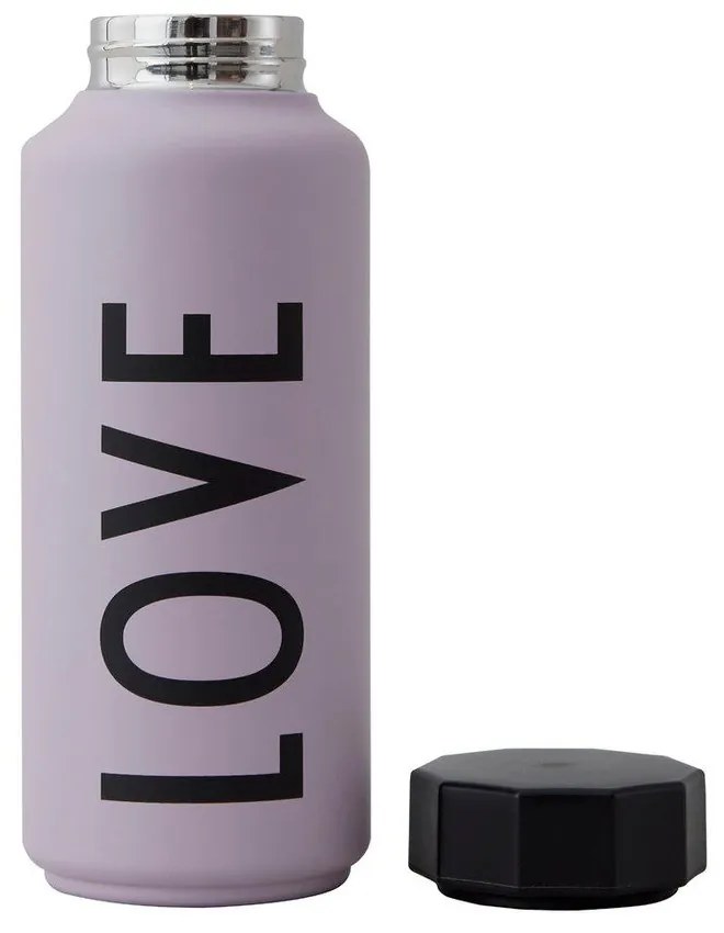 Fialová termo láhev Design Letters Love, 500 ml