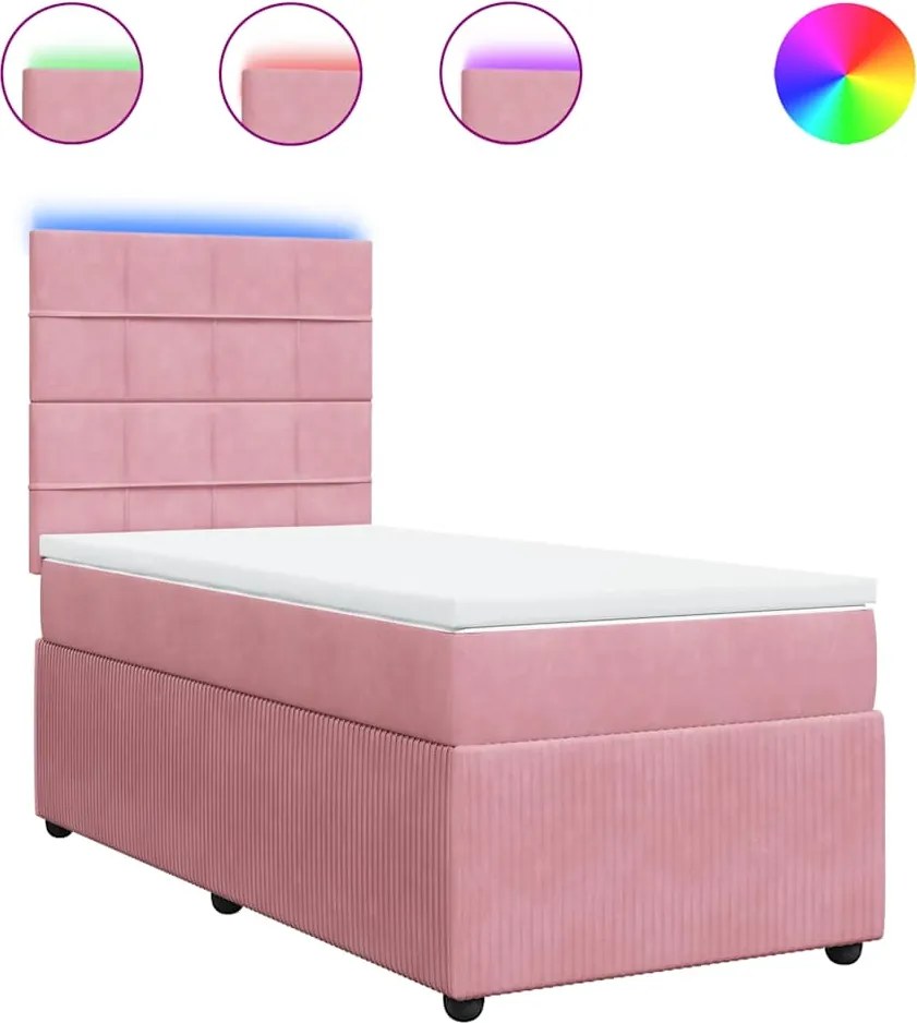 Box spring postel s matrací růžová 80 x 200 cm samet 3292195