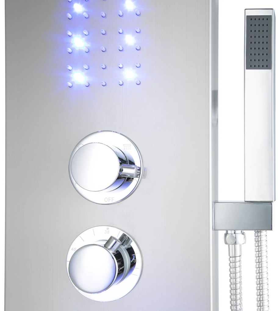 tectake 402676 Sprchový panel s LED osvětlením a vodopádem nerez