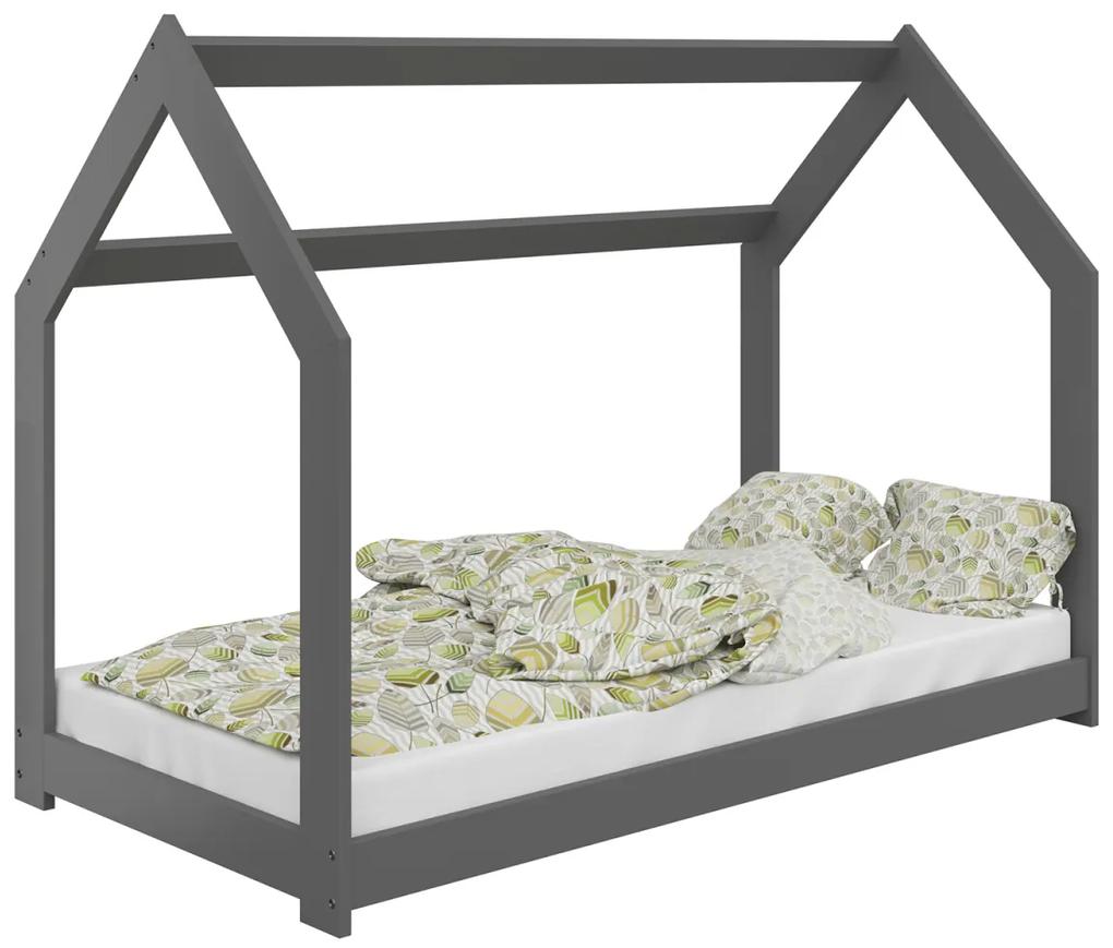 AMI nábytek Dětská postel DOMEČEK D2 80x160cm masiv šedá