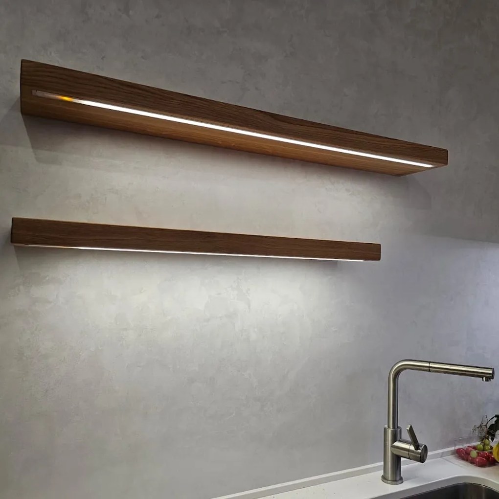 KULHÁNEK Police s integrovaným LED osvětlením Délka: 180 cm, Šířka: 15 cm, Provedení hrany: rovná / kolmá