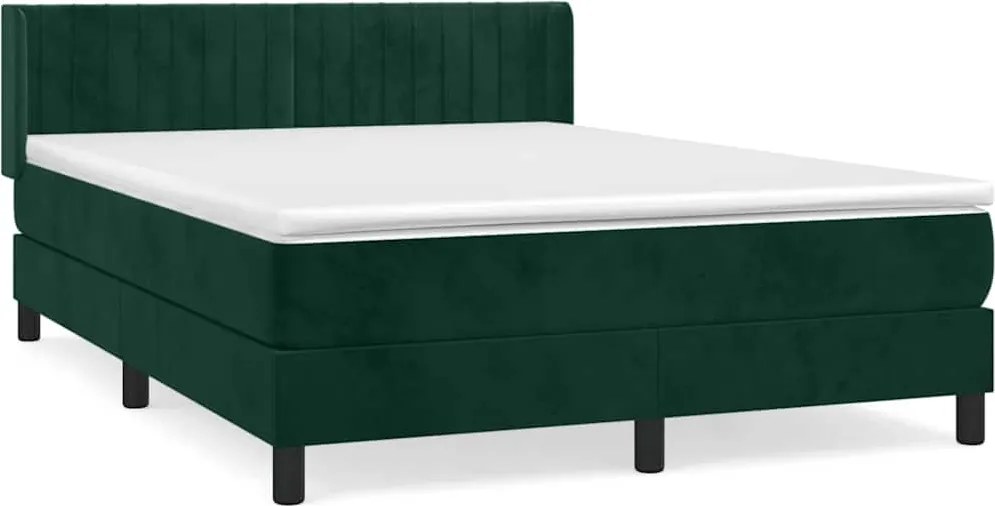 Box spring postel s matrací tmavě zelená 140x190 cm samet 3131078