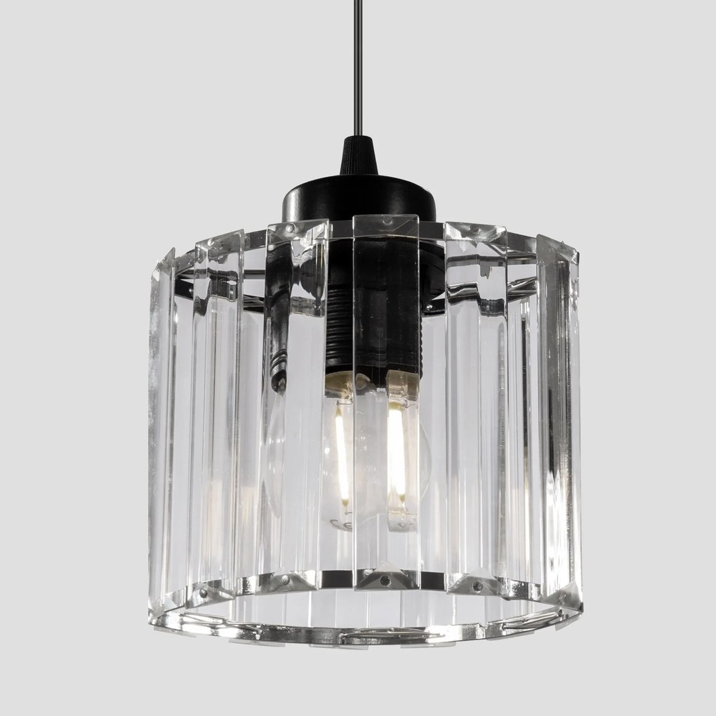 Toolight Toolight, křišťálová závěsná lampa E27 60W APP511-1CP, černá, OSW-08551