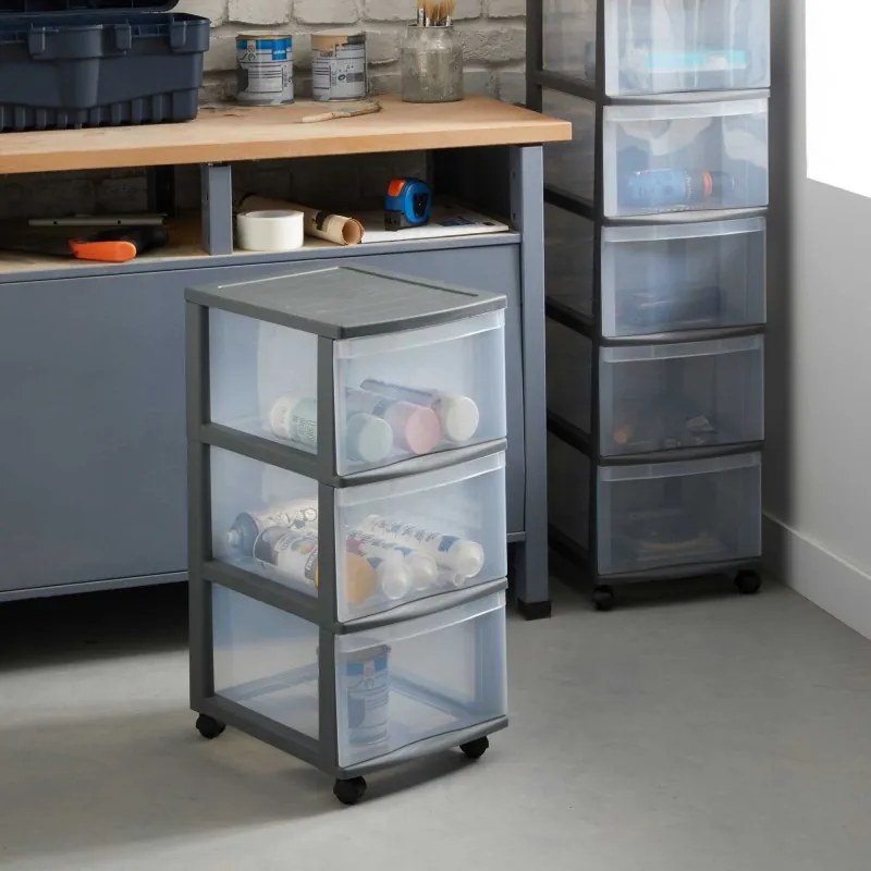 SUNDIS Úložný box se 3 zásuvkami, antracit, OFFICEMIX - MAXI