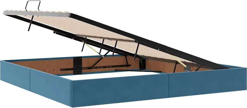 Postel s úložným prostorem a matrací Tmavě modrá 200 x 200 cm 3372175
