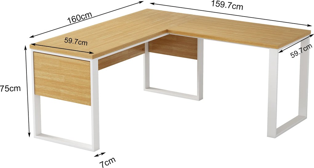 Rohový kancelářský stůl Houseland Nuvia Home 01 160 cm dub/bílý