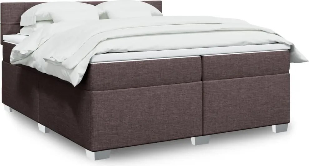 Box spring postel s matrací tmavě hnědá 200x200 cm textil 3285998