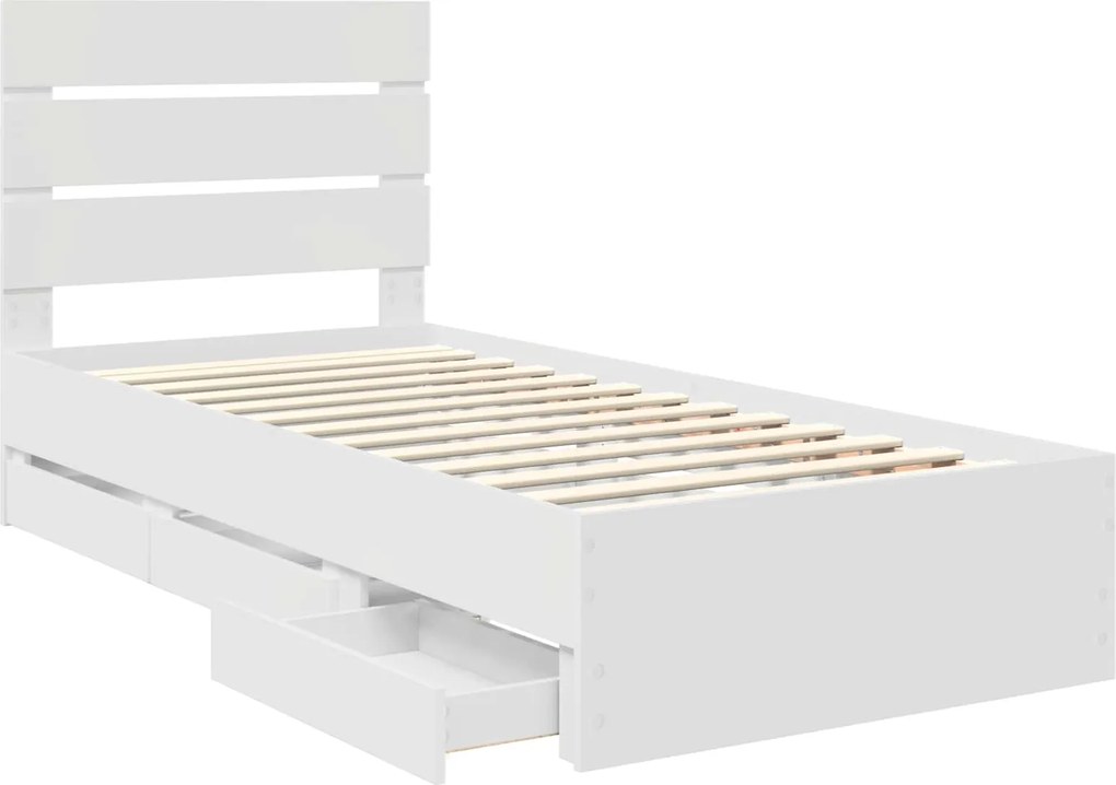 Rám postele se zásuvkou Bílá 90 x 200 cm Inženýrské dřevo 3411858