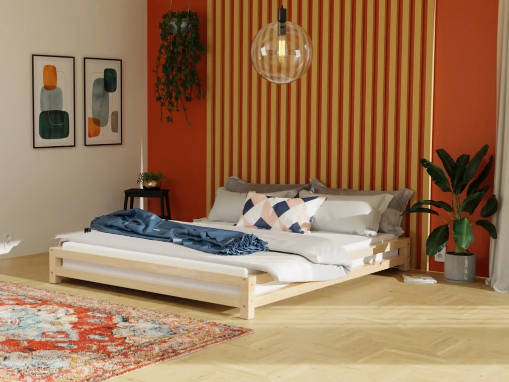 Benlemi Dvoulůžková postel JAPA Zvolte barvu: Nelakovaná, Zvolte rozměr: 160 x 200 cm