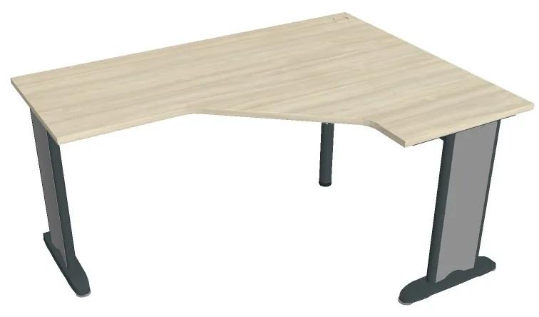 Stůl ergo lomený levý 160×120 cm - Hobis Flex FEV 60 L Dekor stolové desky: akát, Barva nohou: černá