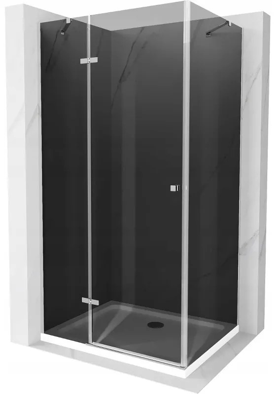 Mexen Roma sprchový kout s otočnými dveřmi 120 x 70 cm, Grafitově černá, Chromovaná + sprchová vanička Flat, Bílá - 854-120-070-