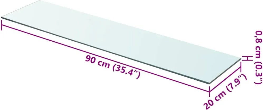 Policové desky 2 ks sklo čiré 90 x 20 cm 3051579