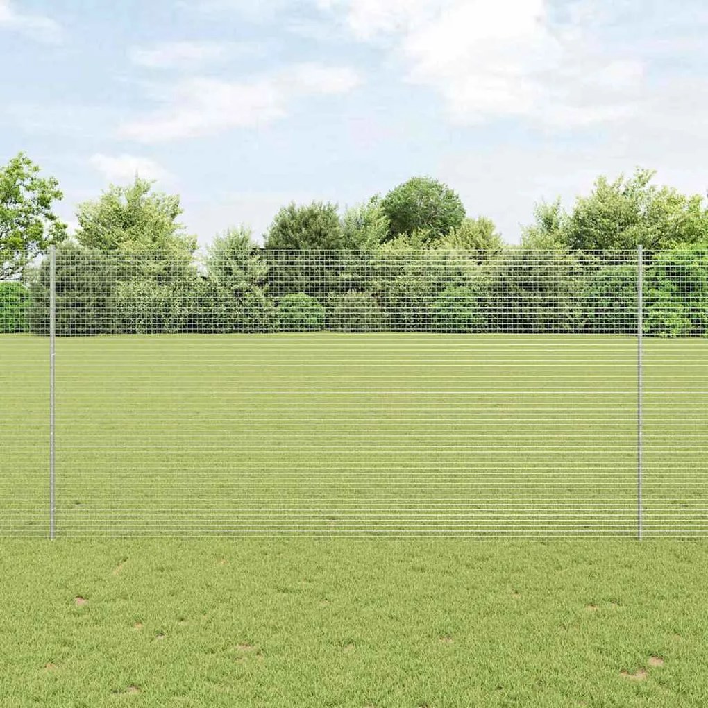 Svařovaná drátěná plotovina s tyčkami 10 x 1,6 m Stříbrná 3336343