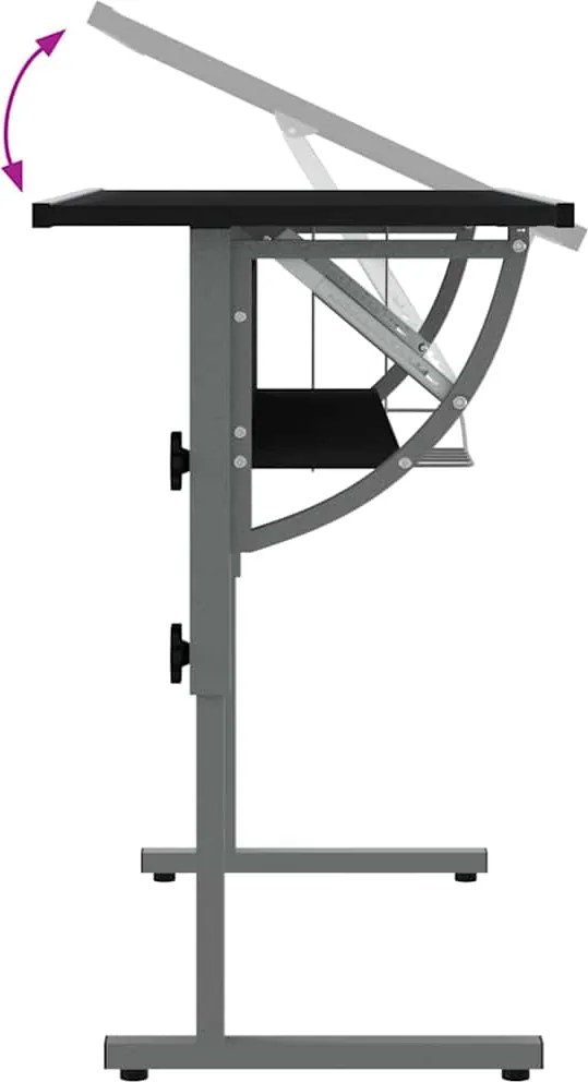 Řemeslný stůl černý a šedý 110x53x(58–87) cm kompozit a ocel 340929