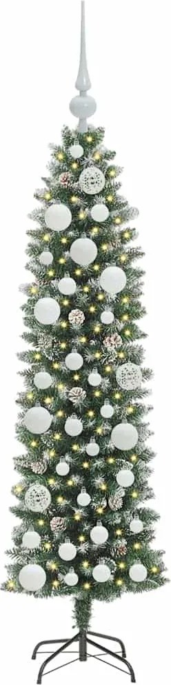 Umělý štíhlý vánoční strom Zelená a bílá 120 cm 3395272