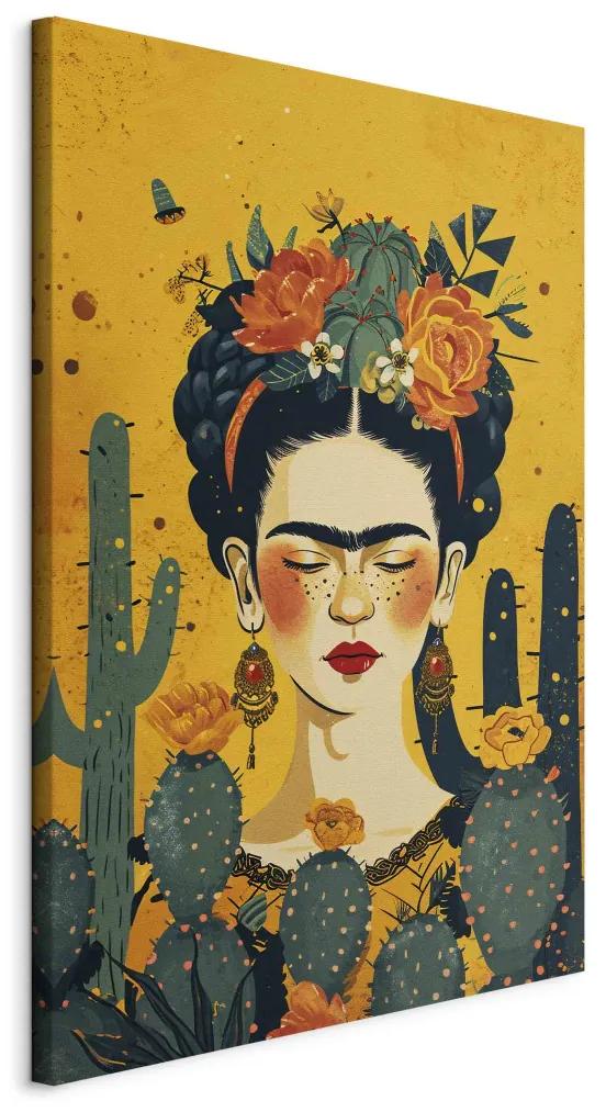 Frida With Cacti - Portrait of the Painter on an Orange Background [Large Format]