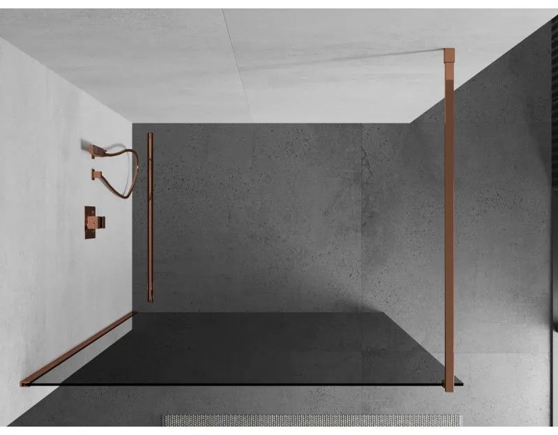 Mexen Kioto sprchová zástěna 80x200 cm 8 mm, profil růžové zlato, šedé sklo, 800-080-101-60-40