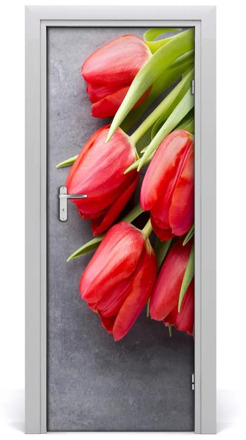 Fototapeta samolepící Červené tulipány 75x205 cm