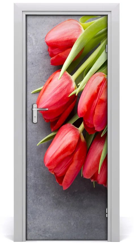 Fototapeta samolepící Červené tulipány 95x205 cm