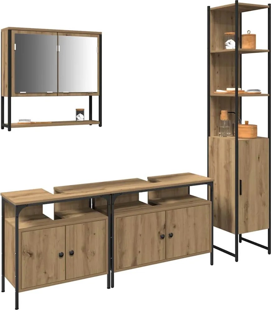 Sada koupelnového nábytku 4 ks Artisanový dub Kompozitní dřevo 3334405