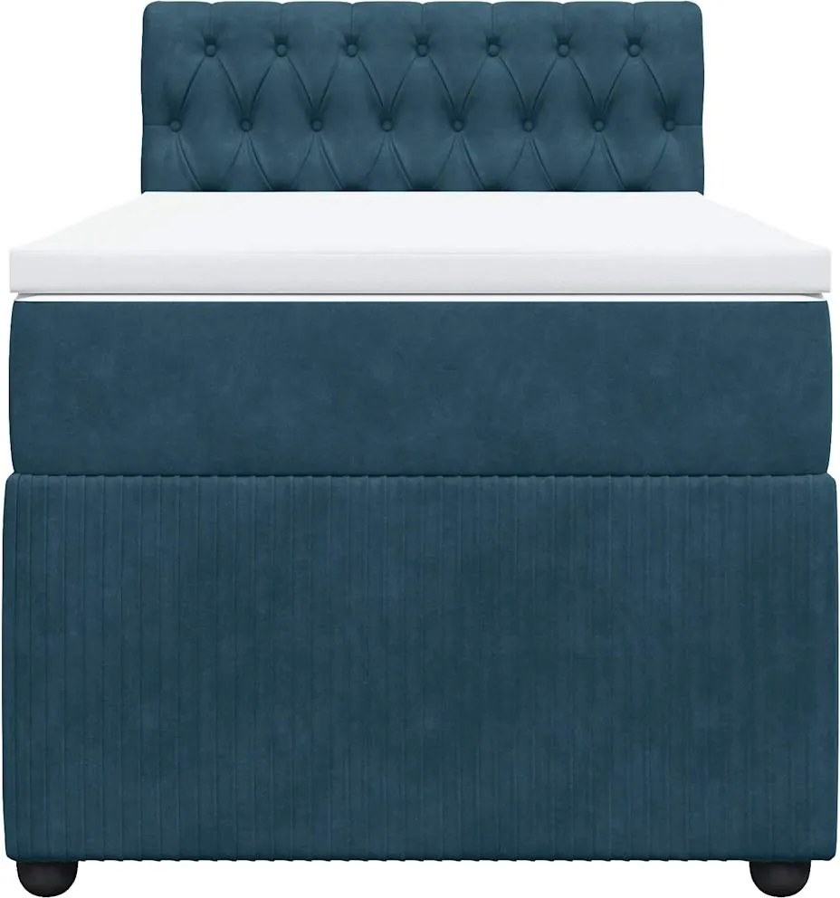 Box spring postel s matrací modrá 80 x 200 cm samet 3289900