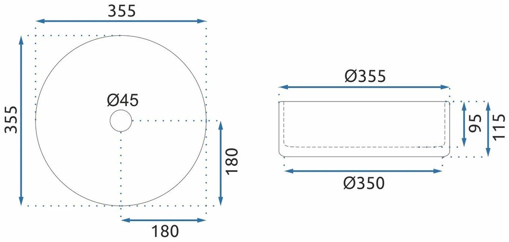 Skleněné umyvadlo na desku REA CRISTAL černé