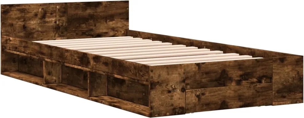 Rám postele se zásuvkou kouřový dub 90x200 cm kompozitní dřevo 3280801