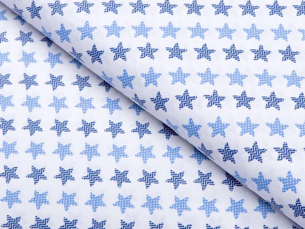 Biante Bavlněný běhoun na stůl Sandra SA-266 Modré hvězdičky na bílém 35x160 cm