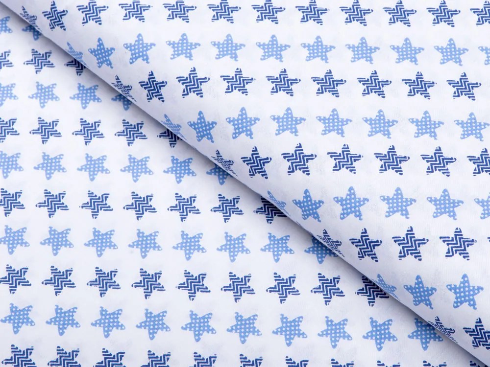 Biante Bavlněný obdélníkový ubrus Sandra SA-266 Modré hvězdičky na bílém 80x120 cm
