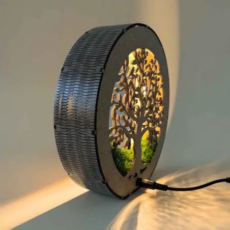 Dřevěné světlo, LED lampa Strom života s mechem | SENTOP LED0611