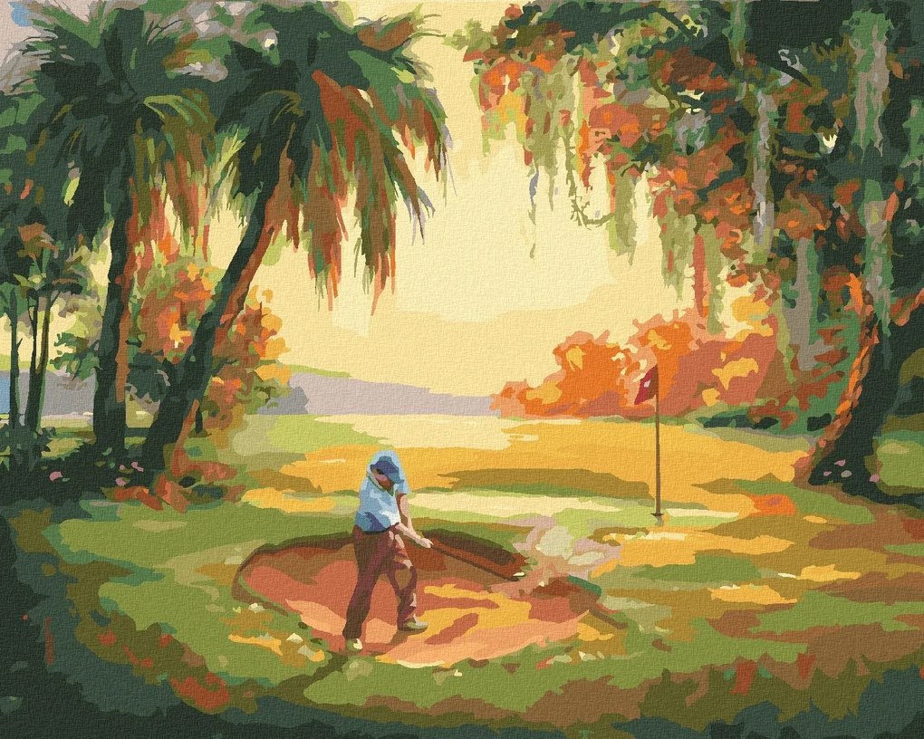 zuty zuty - malování podle čísel - golfista patující z bunkeru (d. rusty rust), 40x50 cm, plátno+rám