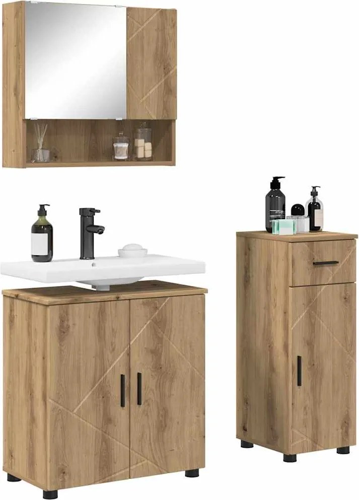 Sada koupelnového nábytku 3 ks Artisanový dub 61 x 35 x 64 cm 3392962