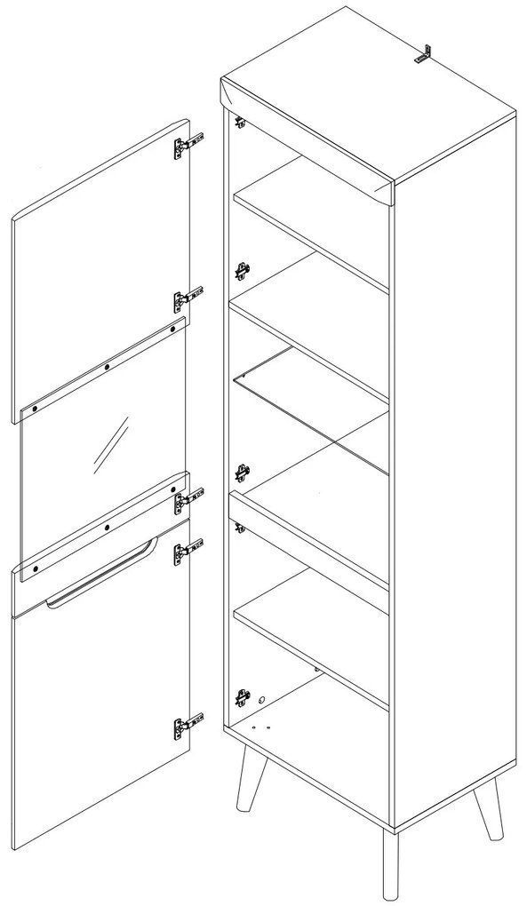 Prosklená vitrína NATHANIEL - bílá lesk / dub riviera