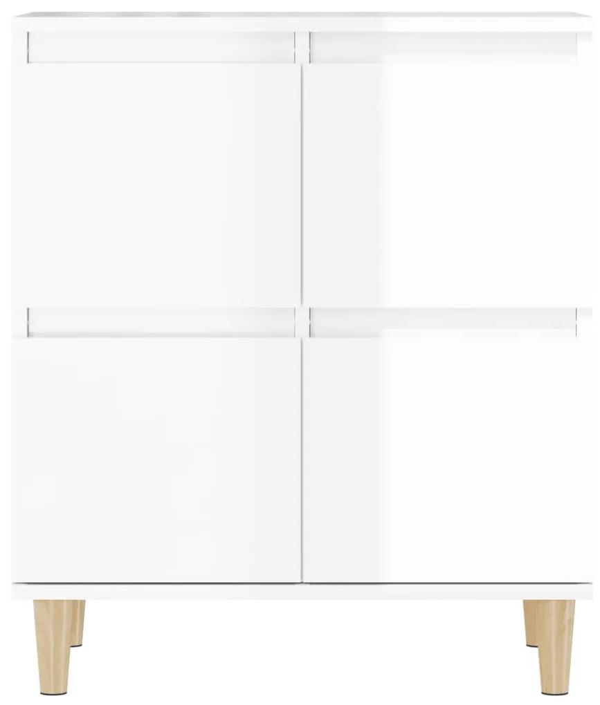 Příborníky 3 ks bílé vysoký lesk 60x35x70 cm kompozitní dřevo,  3185769
