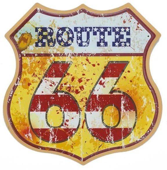 Kovová cedule ve tvaru štítu Route 66 4