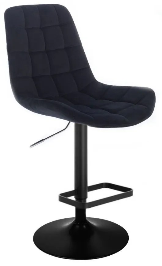 LuxuryForm DESIGN Barová židle PARIS VELUR na černé kulaté podstavě - černá