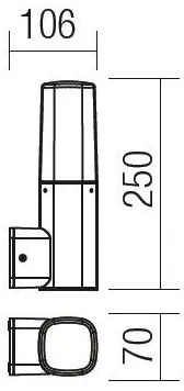 Redo 9073 Crayon, nástěnné svítidlo, 1x42W E27, tmavě šedá, výška 25cm, IP44