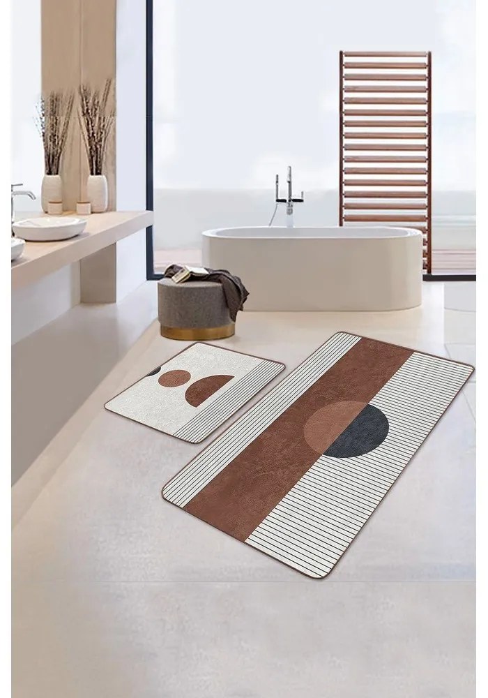 Bílo-hnědé koupelnové předložky v sadě 2 ks 60x100 cm – Mila Home