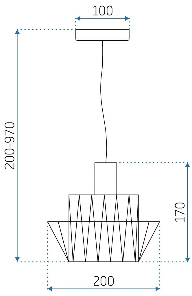 Toolight - Závěsné svítidlo 36cm E27 60W APP941-1CP, černá, OSW-05663