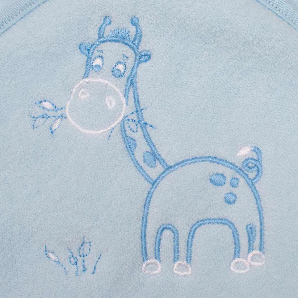 NEW BABY Dětská froté osuška s výšivkou a kapucí New Baby 100x100 cm Modrá žirafka